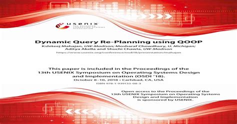 Pdf Dynamic Query Re Planning Using Qoop · Planner The Execution