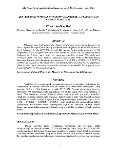 analisis institutional ownership managerial ownership dan capital