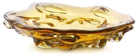 Casa Padrino Luxury Glass Bowl Yellow Ø 34 X H 8 Cm Mouth Blown