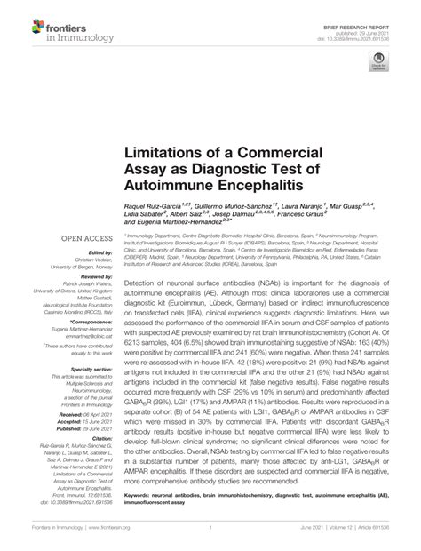 Pdf Limitations Of A Commercial Assay As Diagnostic Test Of