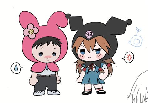 Souryuu Asuka Langley Ikari Shinji My Melody And Kuromi Neon