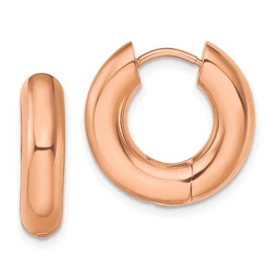 Chisel Stainless Steel Polished Rose Ip Plated 5mm Hinged Hoop Earrings