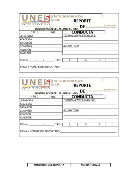Reporte De Conducta Para Alumnos Lleva Fecha Descargar Gratis Pdf
