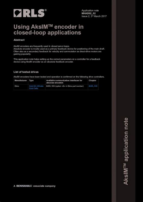 Pdf Application Note Using Aksim™ Encoder In Closed Loop Pdf Application Note Using Aksim™ Encoder In Closed Loop