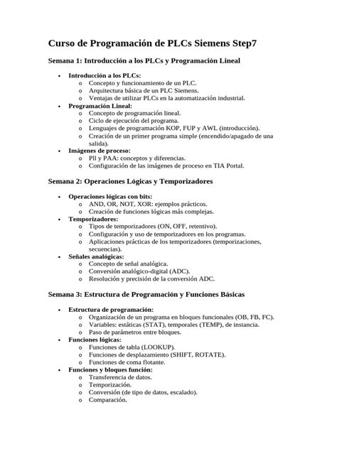 Curso De Programación De Plcs Siemens Step7 Pdf Programación De Computadoras Controlador