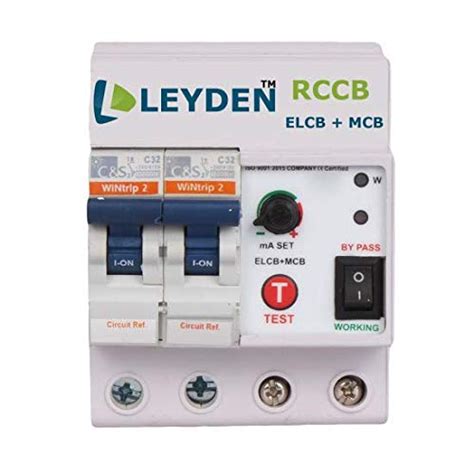 Leyden® Single Phase 2 Pole Modular Elcb Rccb Isi Marked 32a Mcb With