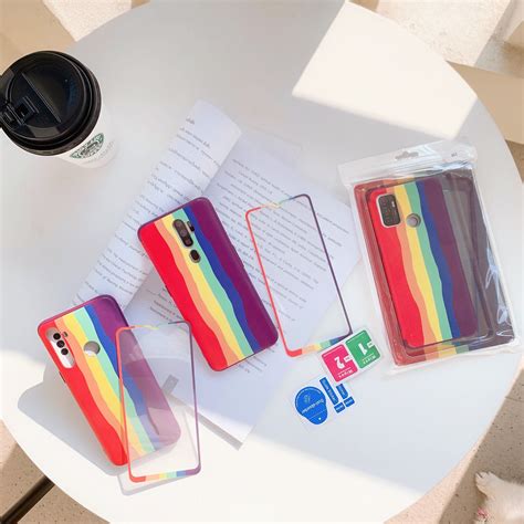 พร้อมส่ง วีโว้y11 Y12 Y15 Y17 เคสฟิล์ม ลายสายรุ้ง Iphone6 6s Iphone7 8
