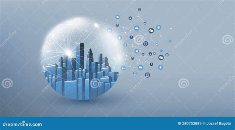 Futuristic Smart City Iot And Cloud Computing Design Concept With