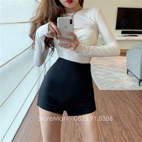 Quần đùi Nữ Kiểu Quần Short Nữ Dance Lưng Cao Co Dãn Black Short Vải