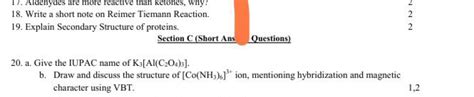 17 Aldehydes Are More Reactive Than Ketones Why18 Write A Short Note