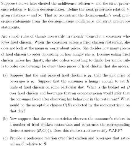 Solved Suppose That We Have Elicited The Indifference