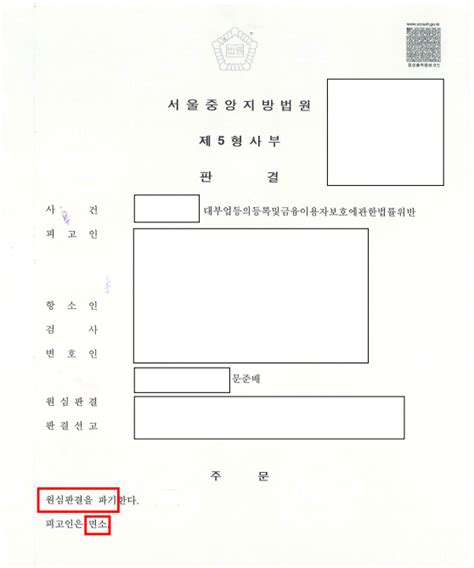 대부업법위반 1심 파기 면소 판결