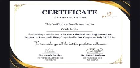Vatsala Pandey On Linkedin Newcriminalaw Juscorpus Lawregime