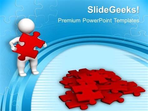 D Man With Red Puzzles PowerPoint Templates And PowerPoint Themes