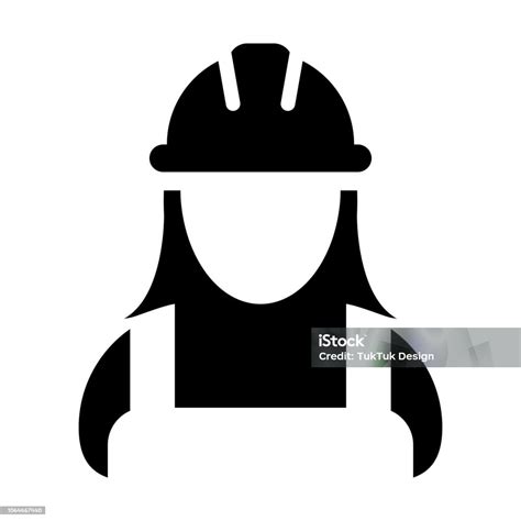 직원 아이콘 벡터 여성 건설 노동자 사람 프로필 아바타 문양 그림에 Hardhat 헬멧 건설 산업에 대한 스톡 벡터 아트 및