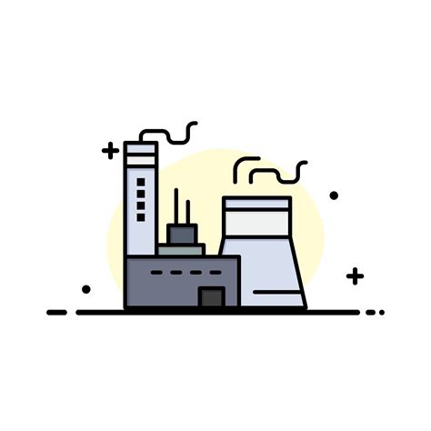 Building Construction Factory Industry Business Flat Line Filled Icon Vector Banner Template