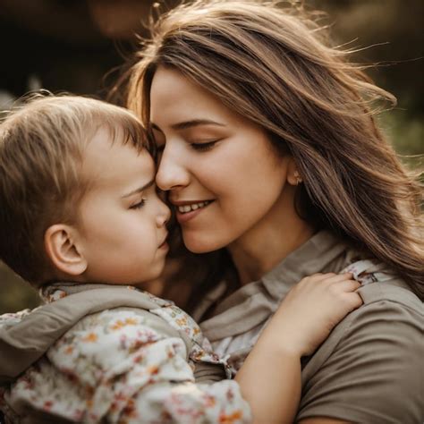 Premium Ai Image Mother Kissing Her Little Son
