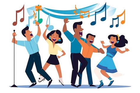 Quatro Membros Da Família Cantando E Dançando Vetor Premium Gerado Com Ia