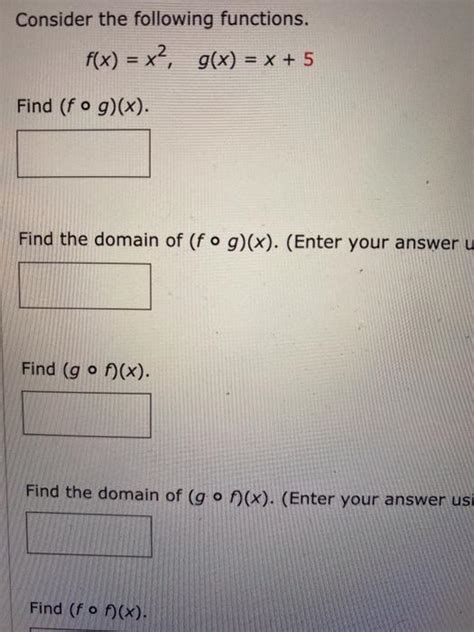 Solved Consider the following functions f x x² g x x Chegg com