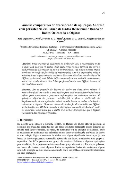 Análise Comparativa De Desempenho De Aplicação Android Com Persistência Em Banco De Dados