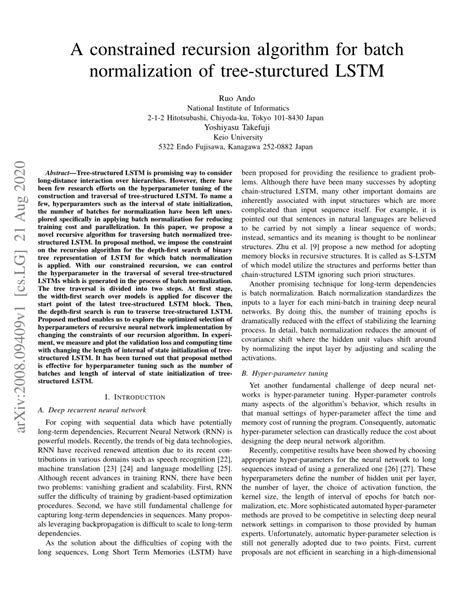 Pdf A Constrained Recursion Algorithm For Batch Normalization Of Tree Sturctured Lstm