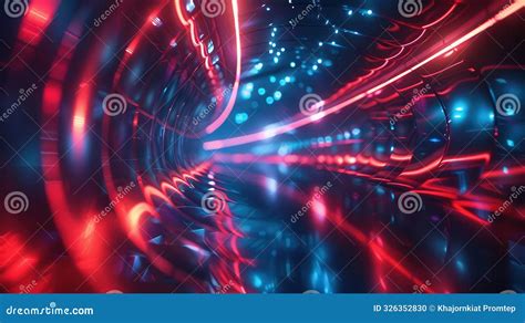 Futuristic Neon Lights In A Dynamic Tunnel Showcasing Abstract Technological Innovation With
