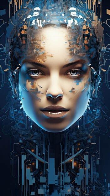 Premium Ai Image Abstract Tech Portrait With Digital Elements
