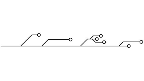 흰색 배경에 분리된 인쇄 회로 기판 Pcb 트랙 끝에 선과 링이 있는 기술 클립아트 디자인용 분배기 벡터 디자인 요소 프리미엄 벡터