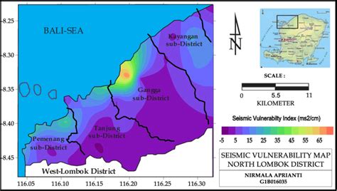 Map Of Seismic Vulnerability Index Value The Distribution Of The