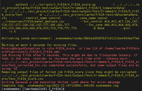 Missingoutputexception In Rule Freia Score Issue Mouliere Lab