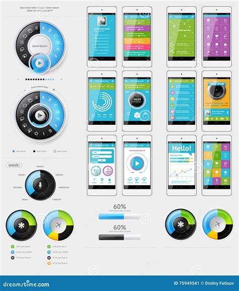 Elements Of User Interface For Web Design Stock Vector Illustration