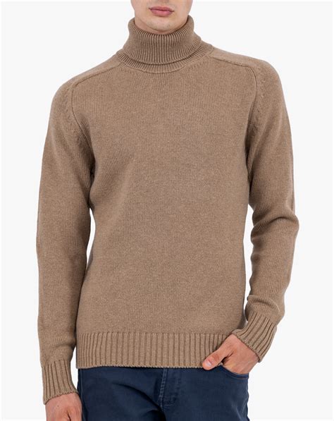 Mens Merino Saddle Sleeve Turtleneck Maisoncashmere