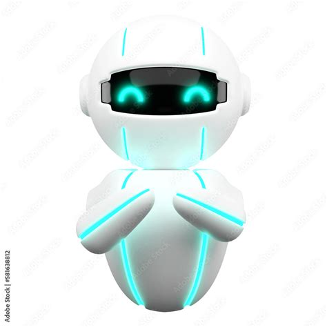 Friendly Cute Robot With Hand Up Hello Chatbot Mascot Ai Artificial Intelligence Virtual
