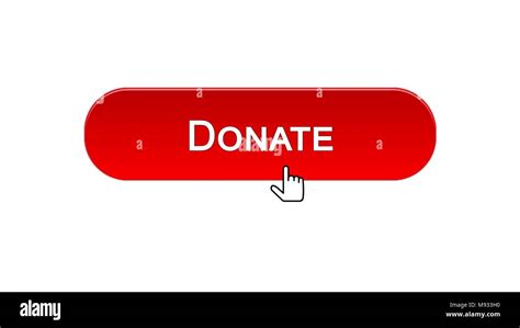 Donate Web Interface Button Clicked With Mouse Cursor Red Color