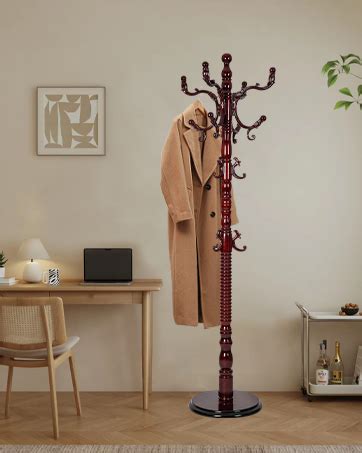 Rufxiezw Coat Racks Free Standing With 14 Hooks Natural