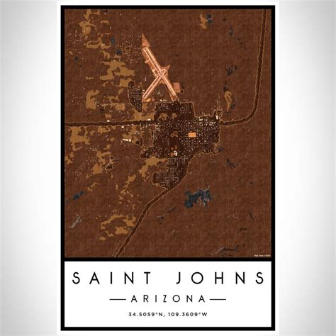 Saint Johns Arizona Map Print In Ember — Jace Maps