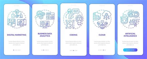Digital Skills Blue Onboarding Mobile App Screen Illustration Welcome Slide Vector Illustration