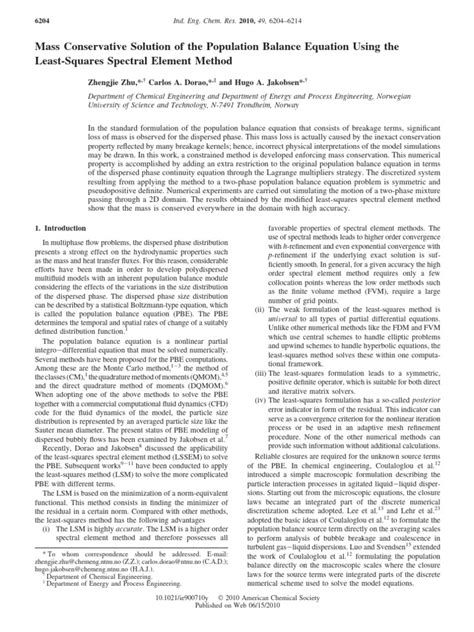 Mass Conservative Solution Of The Population Balance Equation 2010