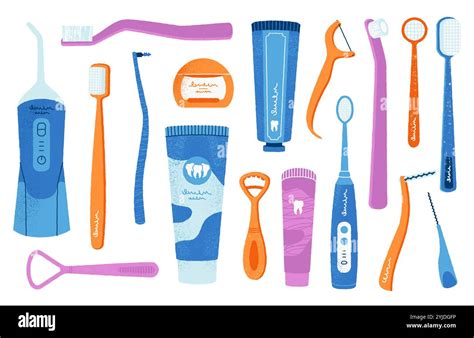 Dental Hygiene Tools Cartoon Mouth Cleaning Accessories Teeth Care