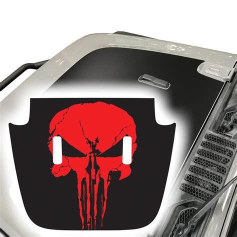 Punisher Skull Hood Decal Compatible With Jeep Wrangler Jl And Gladiator