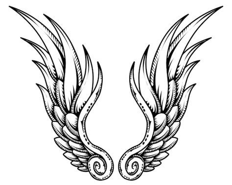 Desenho De Tatuagem De Asas De Anjo Vetorial Vetor Premium