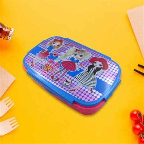 5983 Cartoon Printed Plastic Lunch Box With Inside Small Box And Spoon
