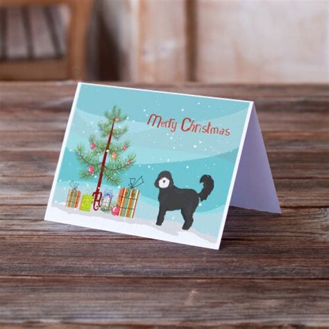 Black Cockapoo Christmas Tree Greeting Cards And Envelopes Pack Of 8