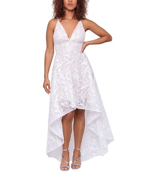 Xscape Womens Hilo V Neck Sleeveless Lace High Low Dress Macys