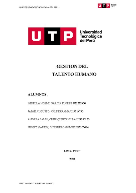 Tarea 3 Talento Humano Gestion Del Talento Humano Alumnos Mirella