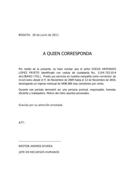 Carta De Recomendacion Personal Word Assistente Administrativo Ponasa