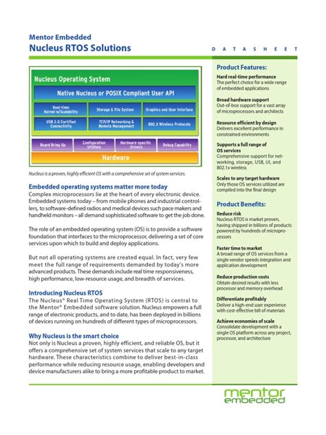 Nucleus Os Brochure Download Free Pdf Embedded System Kernel