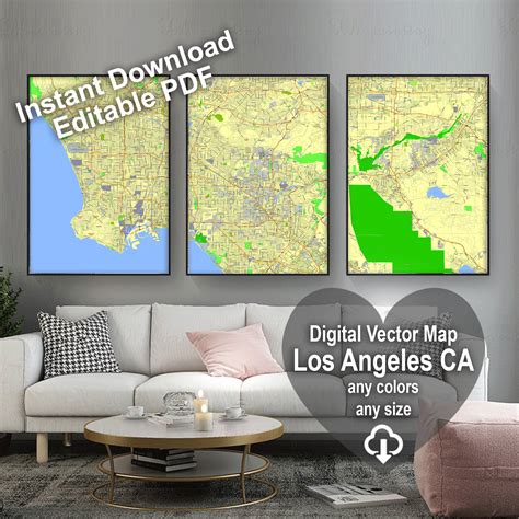 Los Angeles California Us Editable Layered Pdf Vector Map Maps In