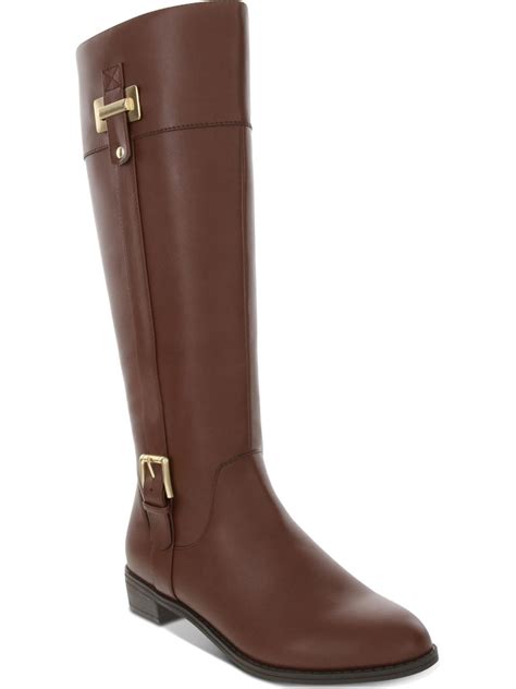 Karen Scott Womens Deliee 2 Faux Leather Riding Boots Brown 9 5 Wide C