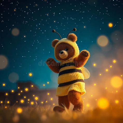 Cute Bear Dancing In Bee Costume Vector Illustration Stock Illustration